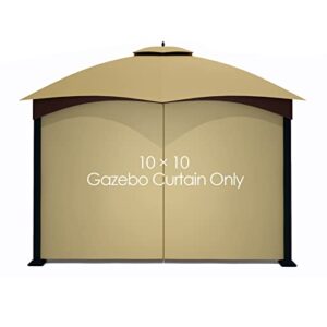 tanxianzhe gazebo replacement privacy curtain with zipper outdoor universal privacy panel sidewall for 10' x 10' gazebo (khaki)