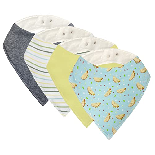 MODERN BABY 4 Pack Bandana Bibs for Boys Absorbent Drooler Baby Bibs, Tacos