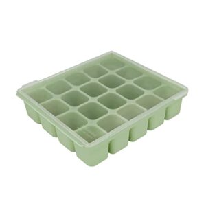 petinube silicone freezer tray, baby food storage cubes with clip-on lid, freeze baby food, soups, purees, ice, easy and safe design, made in korea (20cubes 0.8oz, celadon green)