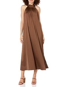 the drop women's arlette silky stretch halter maxi dress, coffee bean, m