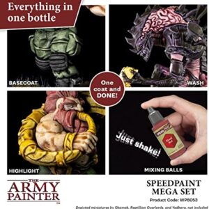 The Army Painter Speedpaint Mega Paint Set Brush Combo, 24 Bottles of Non Toxic 18ml Acrylic Paints including 2 Paint Brush for Mini Figures and Miniature Model Painting