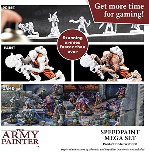 The Army Painter Speedpaint Mega Paint Set Brush Combo, 24 Bottles of Non Toxic 18ml Acrylic Paints including 2 Paint Brush for Mini Figures and Miniature Model Painting