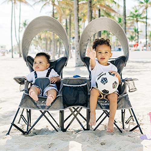 Baby Delight Go with Me Duo Deluxe Portable Chair | for Kids | Double Seat | Indoor and Outdoor | Grey