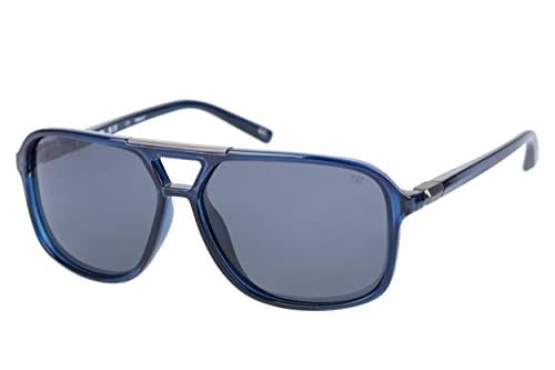 Caterpillar Precision 8505 Men's Polarized Aviator Sunglasses, Gloss Navy/Crystal, 58 mm