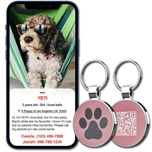 MYLUCKYTAG QR Code Pet ID Tags Dog Tags - Pet Online Profile - Scan QR Receive Instant Pet Location Alert Email