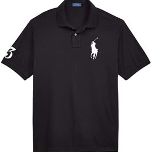 POLO RALPH LAUREN Mens Big Pony Custom Slim Fit Mesh Polo Shirt (Large, Black)