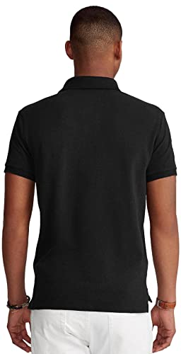 POLO RALPH LAUREN Mens Big Pony Custom Slim Fit Mesh Polo Shirt (Large, Black)