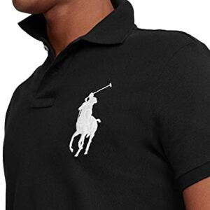 POLO RALPH LAUREN Mens Big Pony Custom Slim Fit Mesh Polo Shirt (Large, Black)