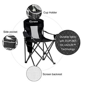 VOYSIGN Mesh Folding Camping Chairs for Adults, Oversized Portable Outdoor Chairs, Weight Capacity 325 lbs with Cup Holder, Storage Pocket, Carry Bag