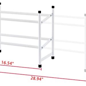 Tajsoon 2-Tier Stackable Shoe Rack Organizer, Expandable & Adjustable Metal Iron Shoes Storage for Entryway Doorway, White