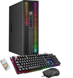 hp prodesk desktop rgb lights computer intel core i5 4570 3.2 ghz 8gb ram 256gb ssd win 10 pro wifi, gaming pc keyboard, mouse(renewed)