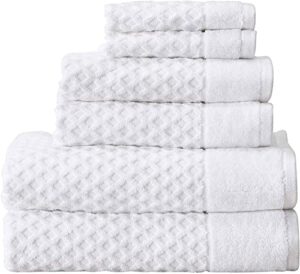 simpli-magic 79446 diamond bath towels set, 6 piece set, 2 bath towels, 2 hand towels, 2 washcloths, white