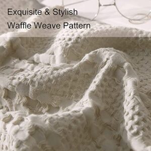 Ivellow Waffle Weave Duvet Cover Set 100% Cotton Duvet Cover Queen Textured khaki Duvet Cover Cozy Soft Breathable Queen Duvet Cover Skin-Friendly Luxury Comforter Cover Bedding Set All Season 90"x90"