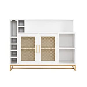 Home Source White Accent Bar Cabinet with Mesh Door