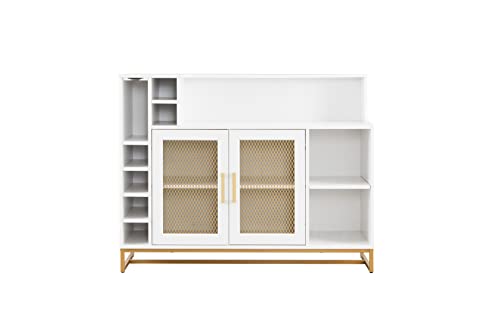 Home Source White Accent Bar Cabinet with Mesh Door