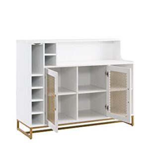 Home Source White Accent Bar Cabinet with Mesh Door