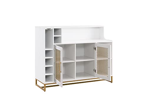 Home Source White Accent Bar Cabinet with Mesh Door