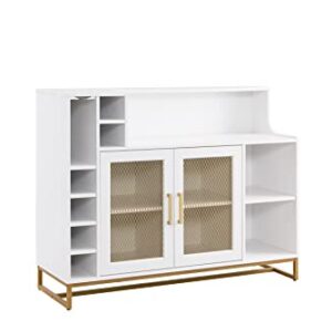 Home Source White Accent Bar Cabinet with Mesh Door