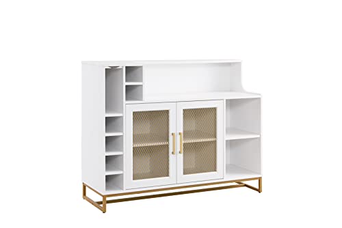 Home Source White Accent Bar Cabinet with Mesh Door