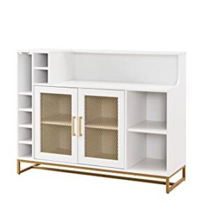 Home Source White Accent Bar Cabinet with Mesh Door