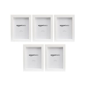 amazon basics photo picture rectangular frame, 5" x 7", white, pack of 5