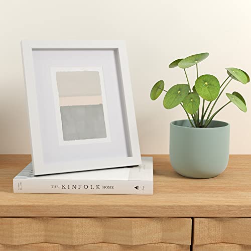 Amazon Basics Rectangular Photo Picture Frame, 8" x 10" or 5" x 7" with mat, Pack of 2, White, 11.25 x 9.25 inches