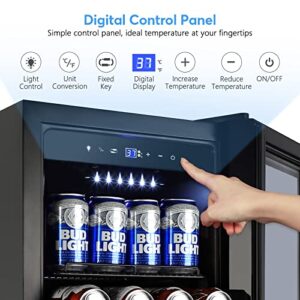 Tylza Mini Beverage Cooler Refrigerator Freestanding, 130 Cans Beverage Fridge with Glass Door for Beer Soda and Wine, Small Drink Fridge for Office or Bar with Adjustable Removable Shelves