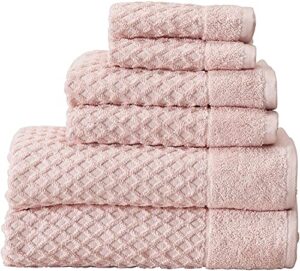 simpli-magic 79455 diamond bath towels set, 6 piece set, 2 bath towels, 2 hand towels, 2 washcloths, pink