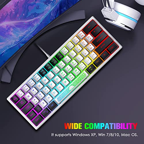 XINMENG 60% Wired Gaming Keyboard and Mouse Combo True RGB Mini Mechanical Feel Ultra-Compact Keyboard and RGB 6400 DPI Honeycomb Optical Mouse,Gaming Mouse pad for Windows Mac Laptop PC Gamer