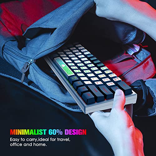 XINMENG 60% Wired Gaming Keyboard and Mouse Combo True RGB Mini Mechanical Feel Ultra-Compact Keyboard and RGB 6400 DPI Honeycomb Optical Mouse,Gaming Mouse pad for Windows Mac Laptop PC Gamer