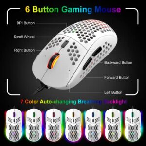 XINMENG 60% Wired Gaming Keyboard and Mouse Combo True RGB Mini Mechanical Feel Ultra-Compact Keyboard and RGB 6400 DPI Honeycomb Optical Mouse,Gaming Mouse pad for Windows Mac Laptop PC Gamer