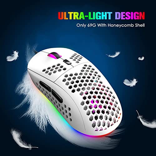 XINMENG 60% Wired Gaming Keyboard and Mouse Combo True RGB Mini Mechanical Feel Ultra-Compact Keyboard and RGB 6400 DPI Honeycomb Optical Mouse,Gaming Mouse pad for Windows Mac Laptop PC Gamer