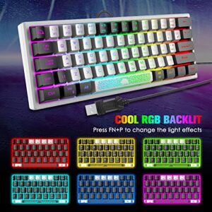 XINMENG 60% Wired Gaming Keyboard and Mouse Combo True RGB Mini Mechanical Feel Ultra-Compact Keyboard and RGB 6400 DPI Honeycomb Optical Mouse,Gaming Mouse pad for Windows Mac Laptop PC Gamer