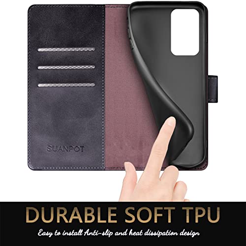 SUANPOT for Samsung Galaxy A03S Wallet case 【RFID Blocking】 Credit Card Holder, Flip Folio Book PU Leather Phone case Shockproof Cover Women Men for Samsung A03S case (Black)