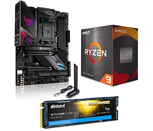 INLAND Performance 1TB GEN 4.0 NVMe Internal SSD + AMD 5950X 16-Core 32-Thread AM4 Unlocked Desktop Processor with ASUS ROG Strix X570-E Gaming WiFi II ATX Gaming Motherboard Bundle