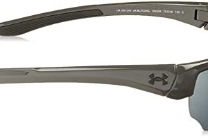 Under Armour Men's Blitzing Wrap Sunglasses, Shiny Jet Gray, 70mm, 9mm