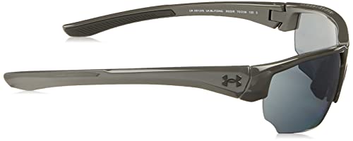 Under Armour Men's Blitzing Wrap Sunglasses, Shiny Jet Gray, 70mm, 9mm