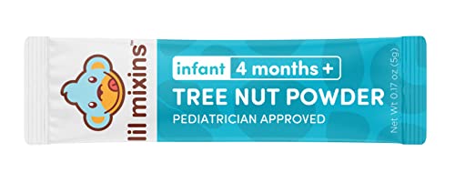 Lil Mixins Early Allergen Introduction Powder, Tree Nut | Baby Stage 1-3, For Infants & Babies 4-12 Mo., Support Healthy Food Tolerance | Individual Packets, 2 Month Supply