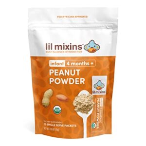 Lil Mixins Early Allergen Introduction Powder, Peanut | Baby Stage 1-3, For Infants & Babies 4-12 Mo., Support Healthy Food Tolerance | Individual Packets, 2 Month Supply