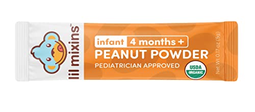 Lil Mixins Early Allergen Introduction Powder, Peanut | Baby Stage 1-3, For Infants & Babies 4-12 Mo., Support Healthy Food Tolerance | Individual Packets, 2 Month Supply