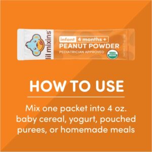 Lil Mixins Early Allergen Introduction Powder, Peanut | Baby Stage 1-3, For Infants & Babies 4-12 Mo., Support Healthy Food Tolerance | Individual Packets, 2 Month Supply