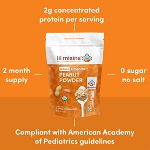 Lil Mixins Early Allergen Introduction Powder, Peanut | Baby Stage 1-3, For Infants & Babies 4-12 Mo., Support Healthy Food Tolerance | Individual Packets, 2 Month Supply