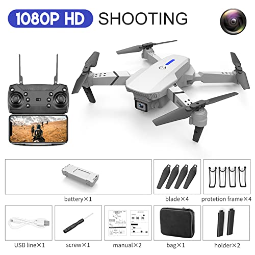 CAOY Foldable Drone, Aerial Photography with 4K/1080P Profesional HD Camera, Intelligent Aircraft Headless Mode, WiFi FPV Live Video, One-Key Return, APP Control (Single Camera 1080P, White)