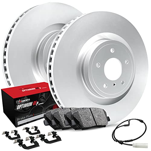 R1 Concepts Front Brakes and Rotors Kit |Front Brake Pads| Brake Rotors and Pads| Optimum OEp Brake Pads and Rotors |Hardware and Sensor Kit |fits 2012-2017 Audi A6, A6 Quattro, Q5, S4, S5