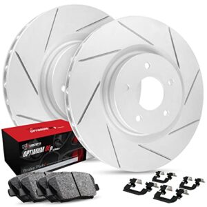 r1 concepts front brakes and rotors kit |front brake pads| brake rotors and pads| optimum oep brake pads and rotors |hardware kit |fits 1993-2003 ford probe, mazda 626, mx-6, protege, protege5