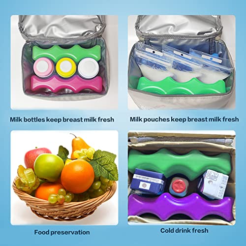 Bercoor 3pcs Breastmilk Ice Pack, Bottle Ice Packs for Breastfeeding Working Mom fit for Cans Bottles Breast Pump Bag, Red, Green, Purplem