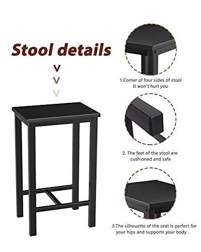 MIERES 4, Counter Height Table & Stools, Bar Chairs, Kitchen Dining Table Set for Breakfast Nook, Small Space Living Room, Black