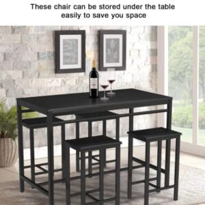 MIERES 4, Counter Height Table & Stools, Bar Chairs, Kitchen Dining Table Set for Breakfast Nook, Small Space Living Room, Black