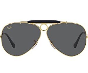 Ray-Ban RB3138 Shooter Pilot Sunglasses, Legend Gold/Dark Grey, 58 mm