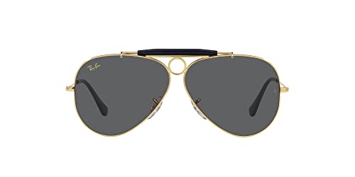 Ray-Ban RB3138 Shooter Pilot Sunglasses, Legend Gold/Dark Grey, 58 mm